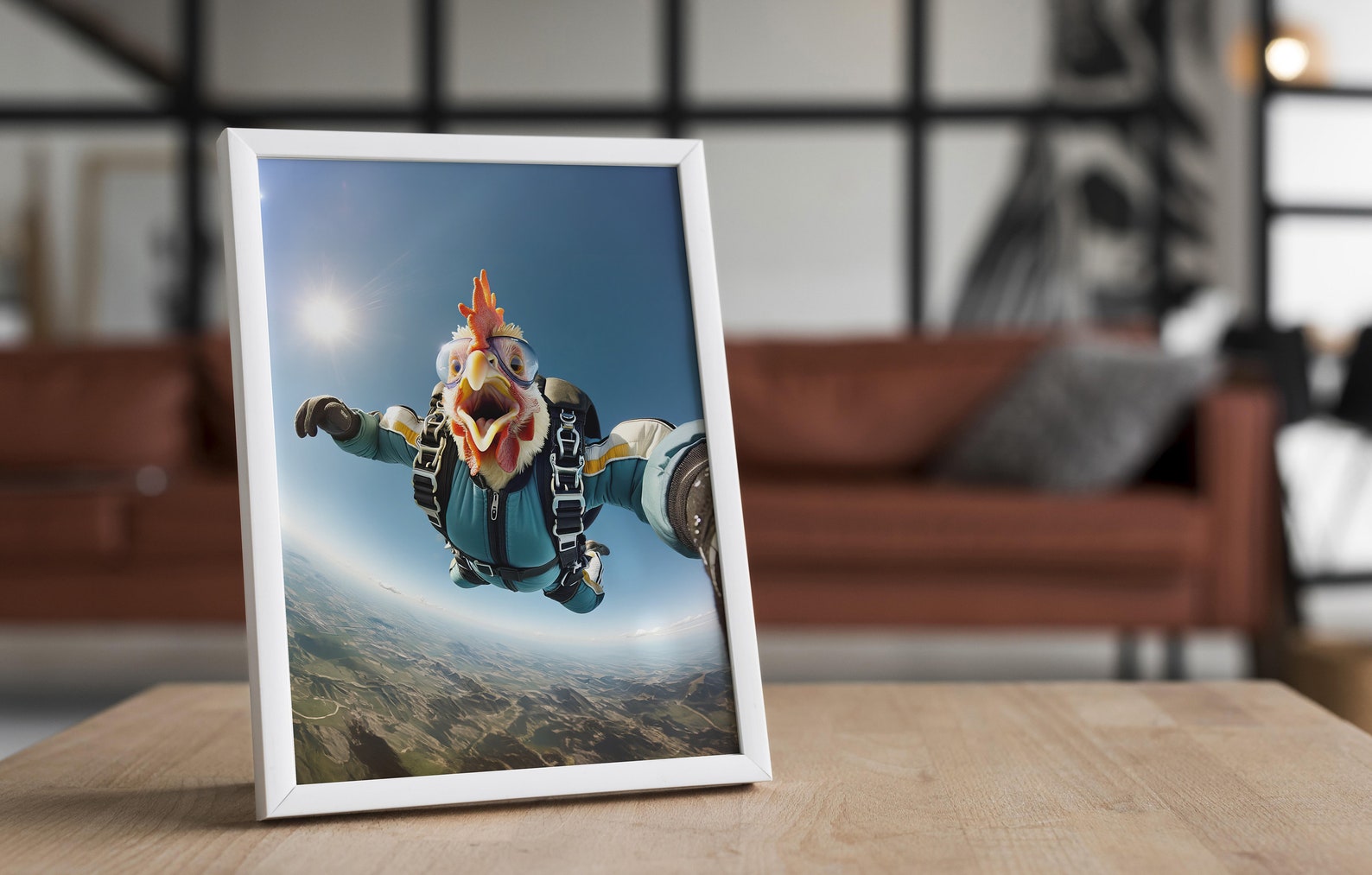 Photograph of a Skydiving Chicken in Free Fall, Epic Wall Art, Animal ...
