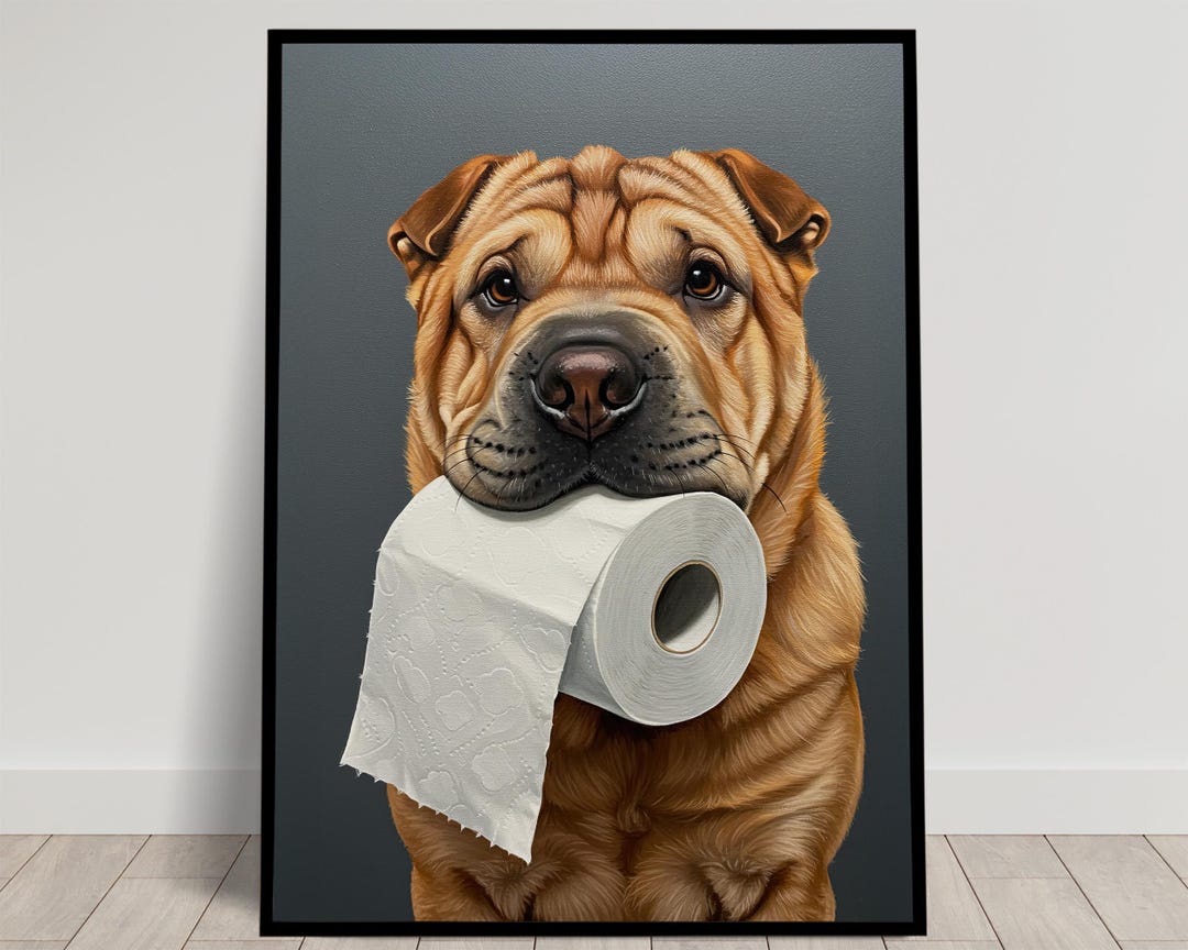 Shar Pei With Toilet Paper in Mouth, Toilet Humor, Shar Pei Gifts ...