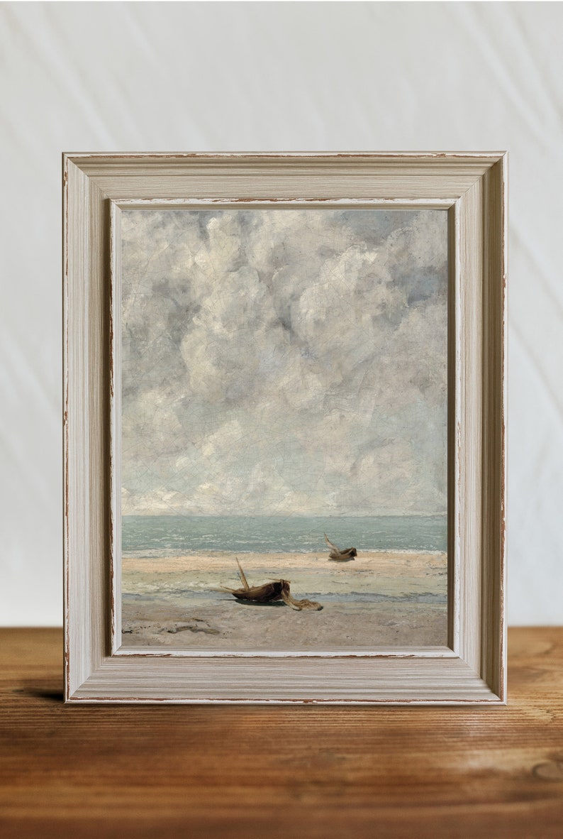 Printable Oil Paintings: Soft Coastal Landscape, Vintage Seascape Print ...