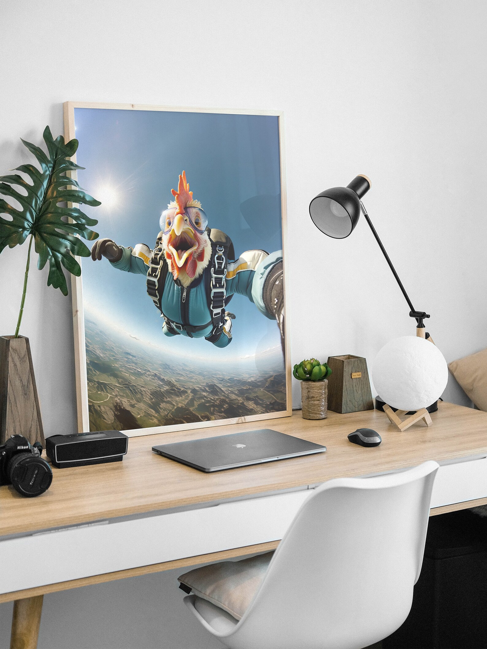 Photograph of a Skydiving Chicken in Free Fall, Epic Wall Art, Animal ...