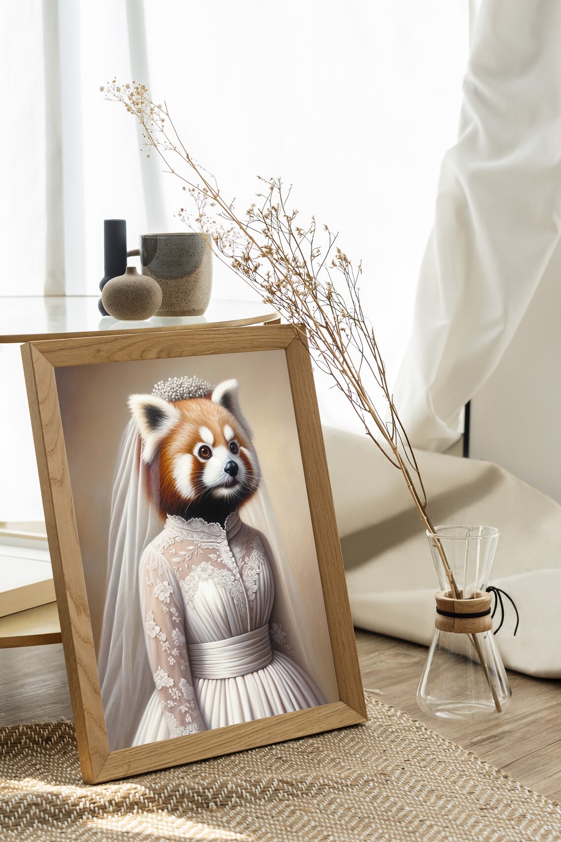 Portrait of a Red Panda Wearing a Wedding Dress Animal Wall - Etsy