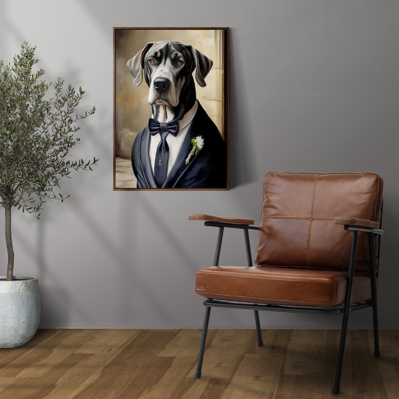Portrait of a Great Dane in a Tuxedo, Animal Wall Decor, Tuxedo Great ...