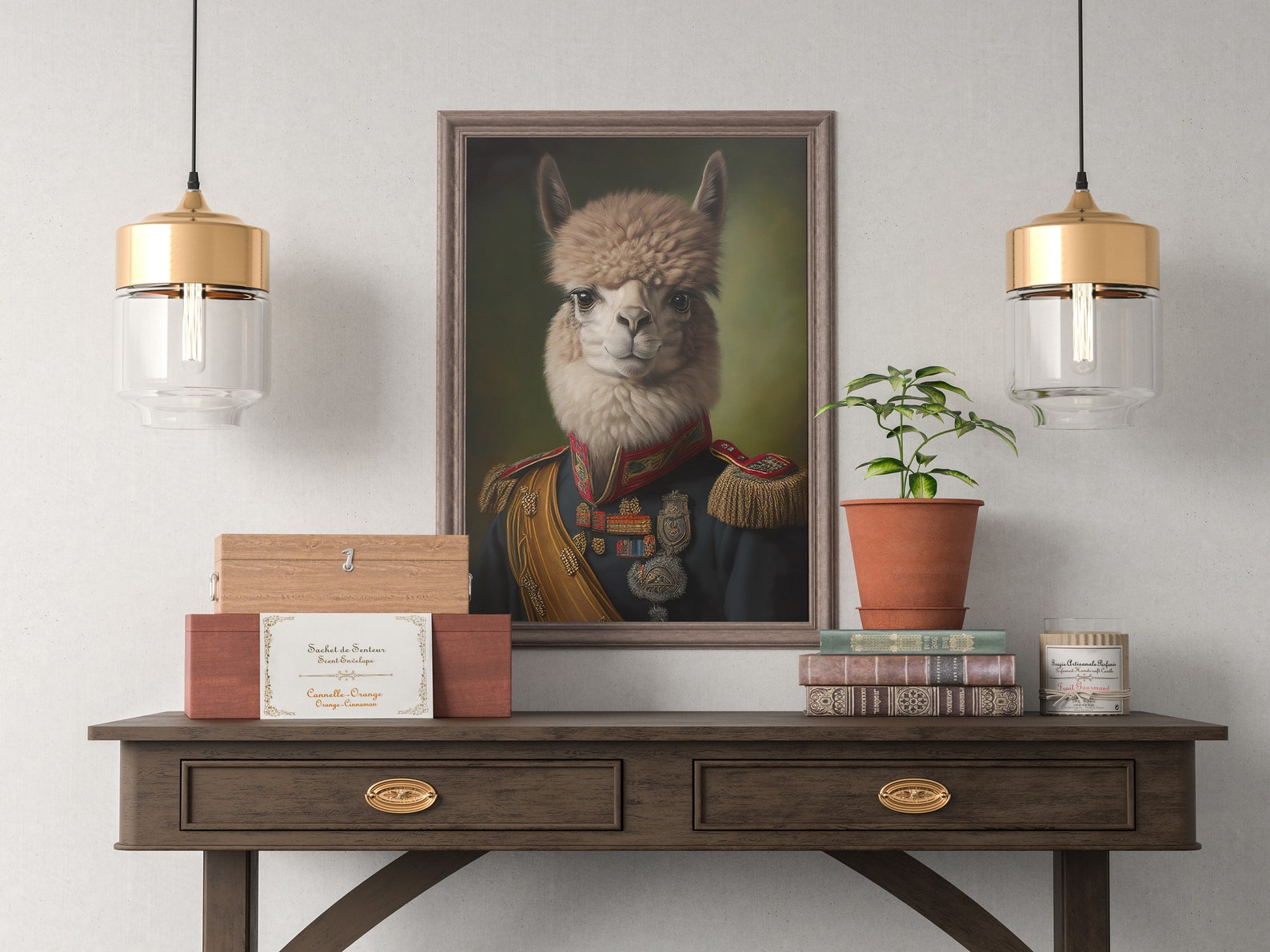 Portrait of an Alpaca in Military Uniform, Animal Wall Decor, Heroic ...