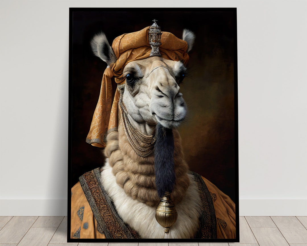 Portrait of a Noble Camel in Baroque Style, Animal Wall Decoration ...
