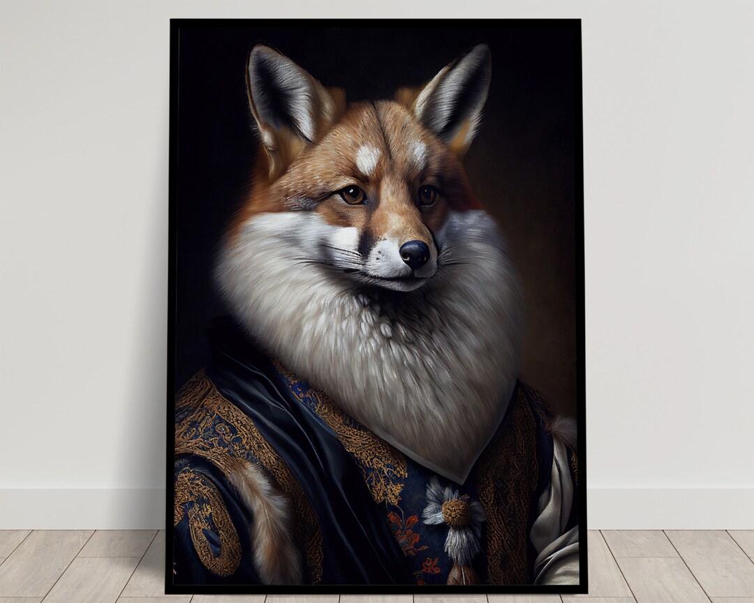 Portrait of a Noble Fox in Baroque Style, Animal Wall Decoration ...
