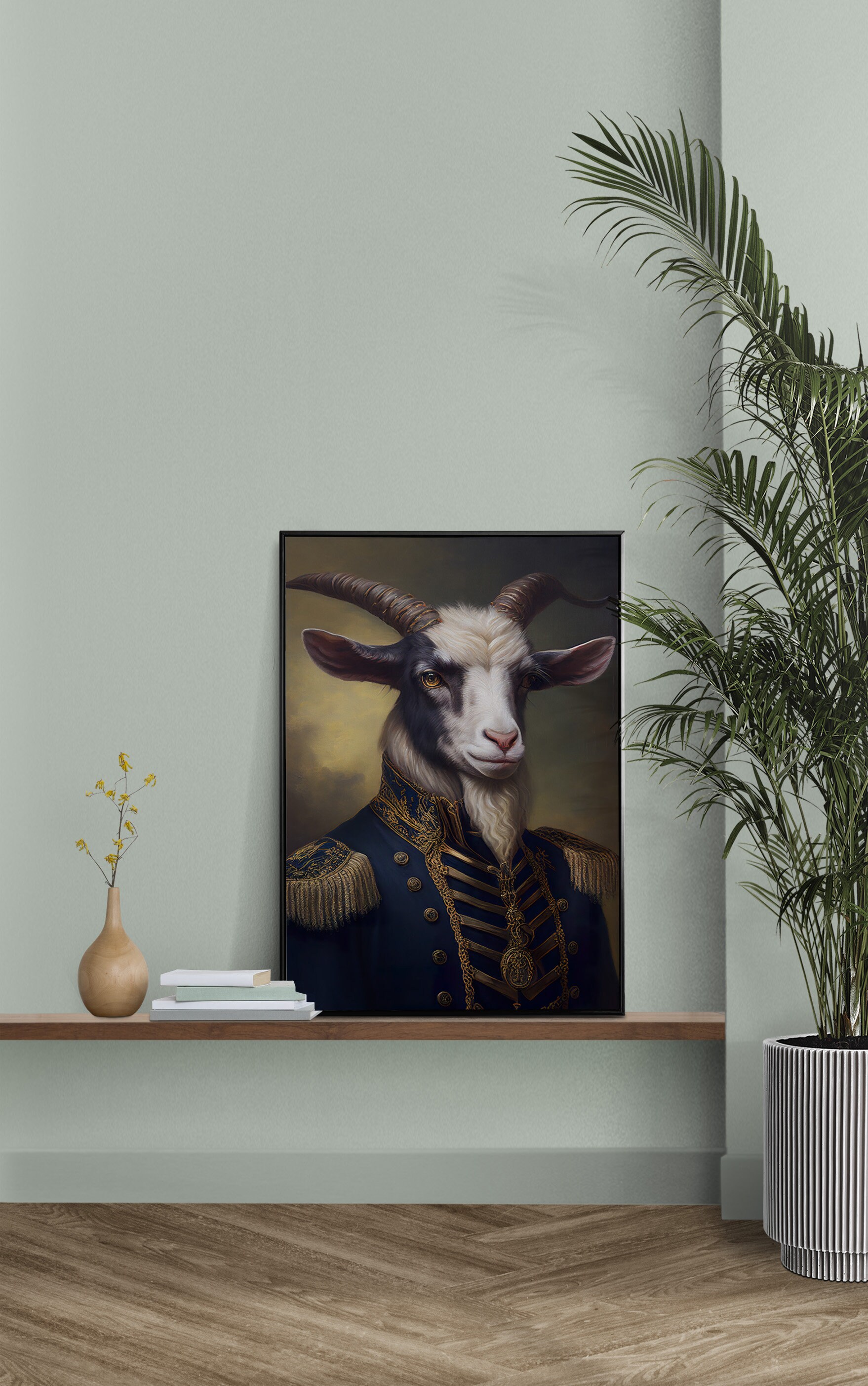 Portrait of a Goat in Military Uniform, Animal Wall Decor, Hero Goat ...