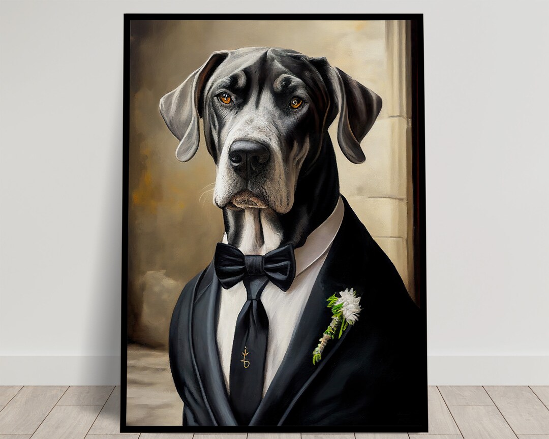 Portrait of a Great Dane in a Tuxedo, Animal Wall Decor, Tuxedo Great ...