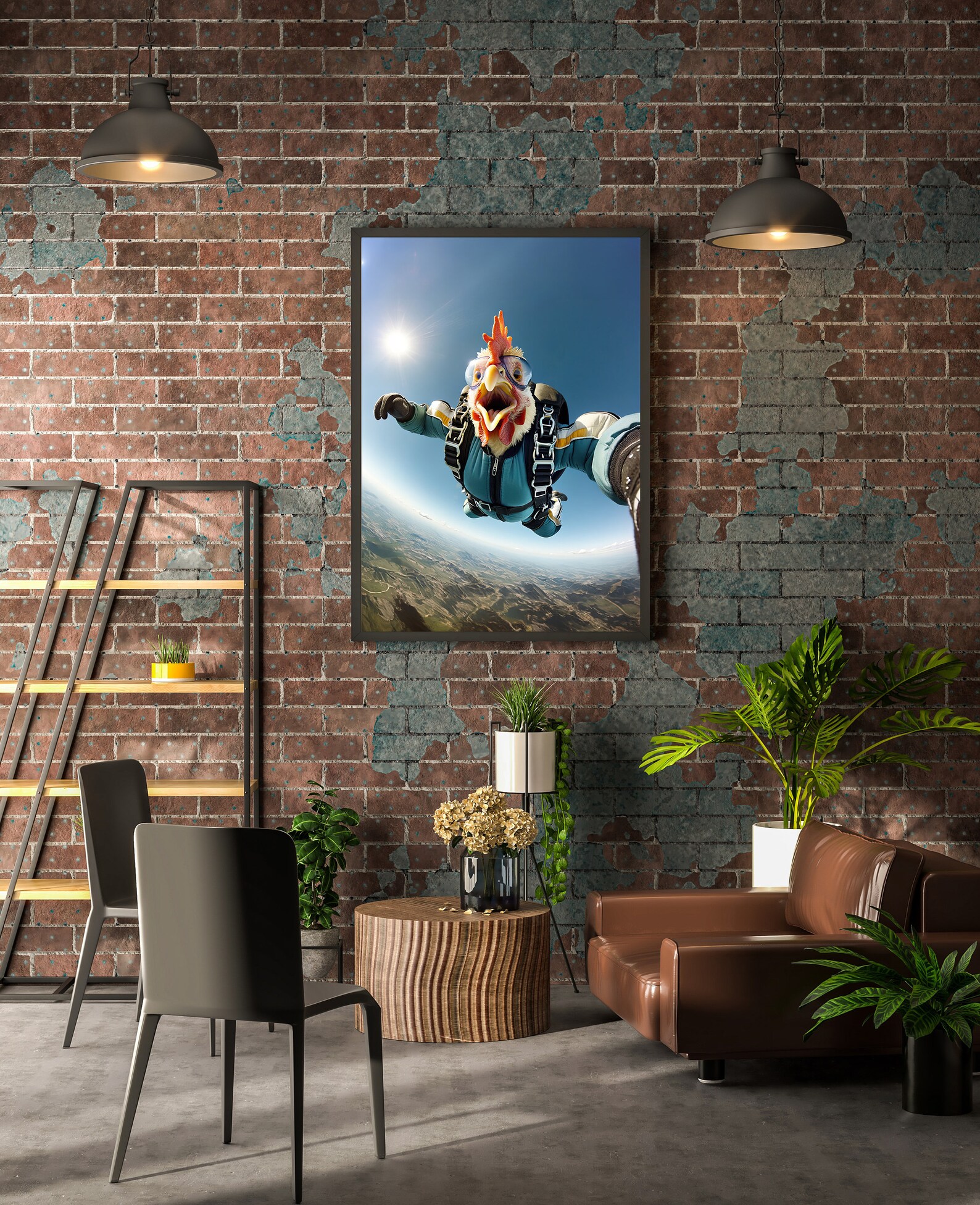Photograph of a Skydiving Chicken in Free Fall, Epic Wall Art, Animal ...