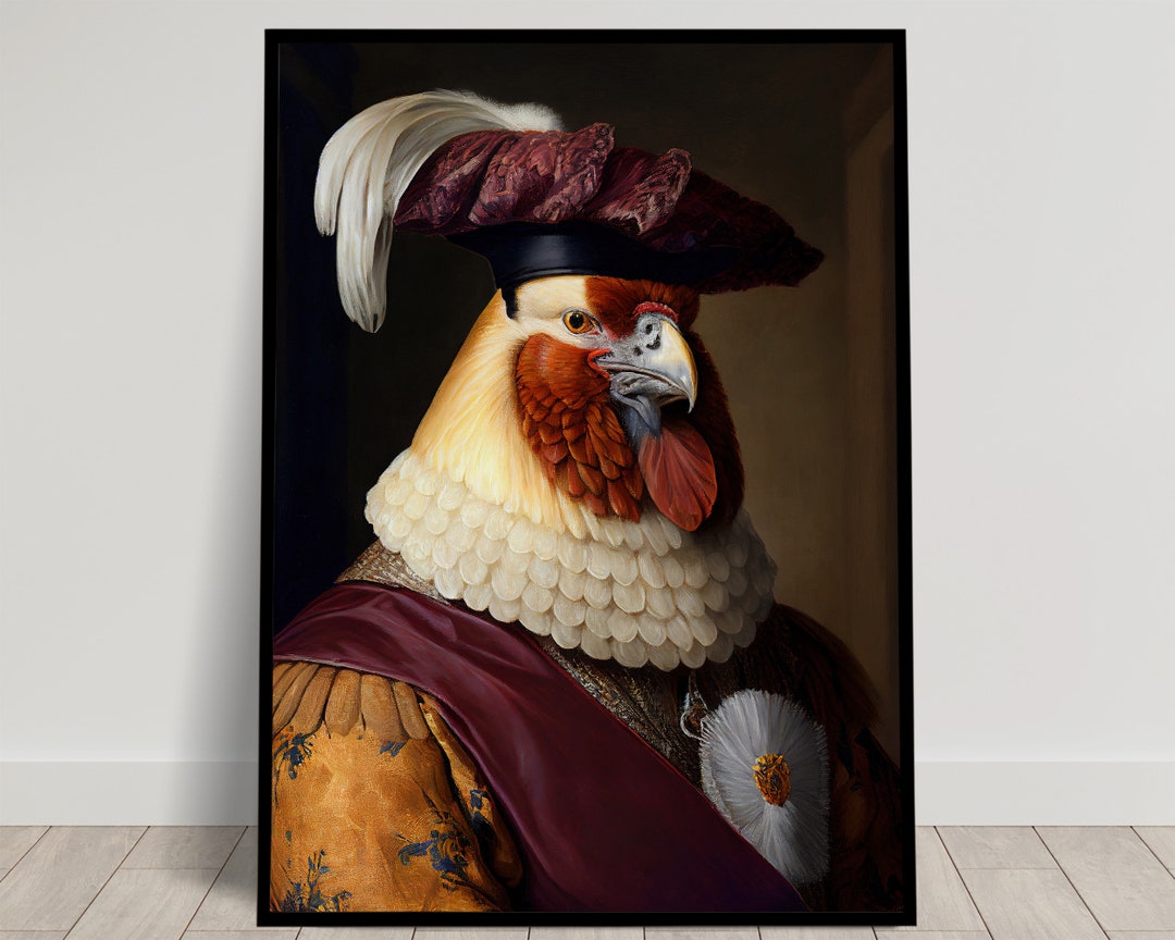 Portrait of a Noble Chicken in Baroque Style, Animal Wall Decoration ...