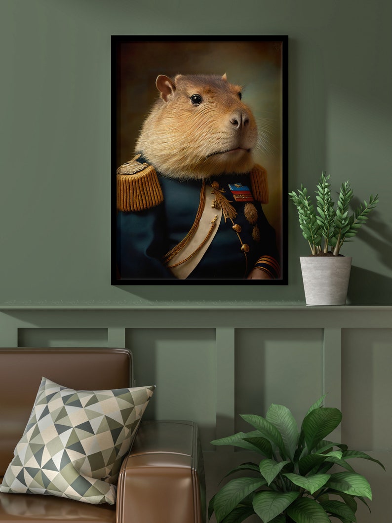Poster Portrait of a Capybara in Military Uniform Wall - Etsy UK