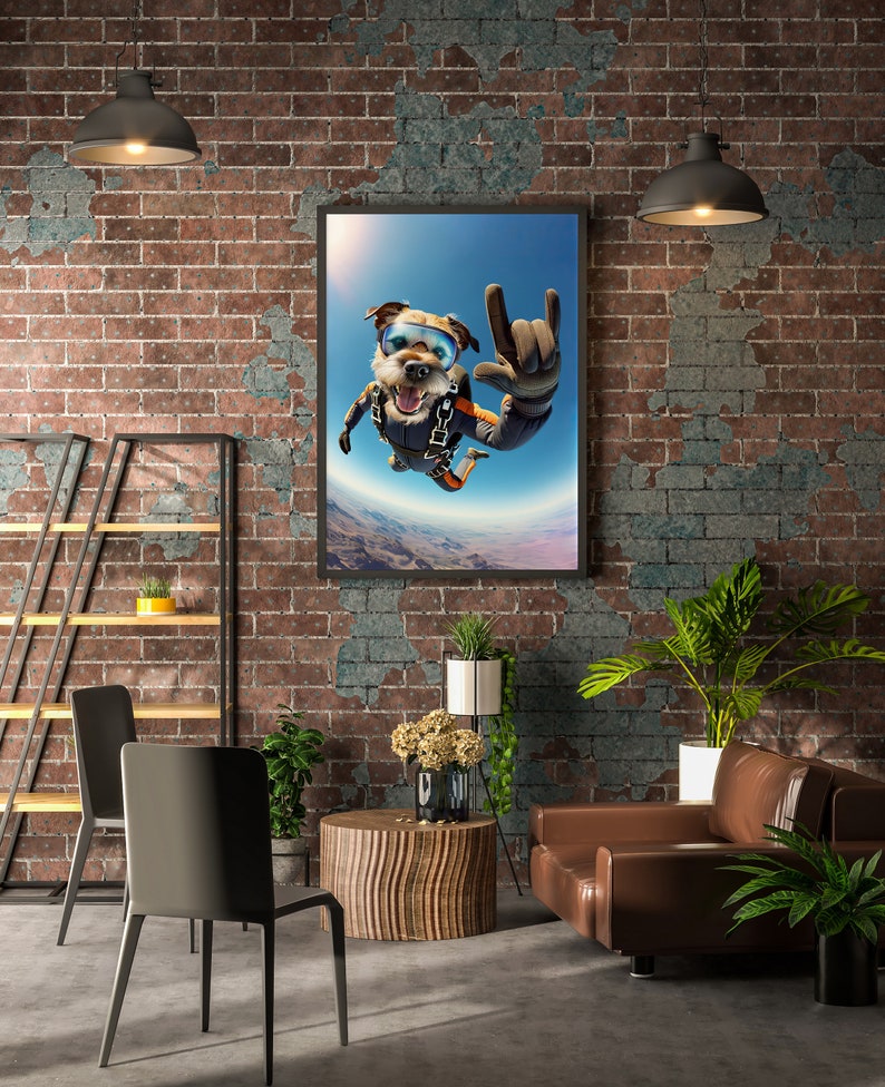 Photograph of a Skydiving Border Terrier, Epic Wall Art, Animal Print ...