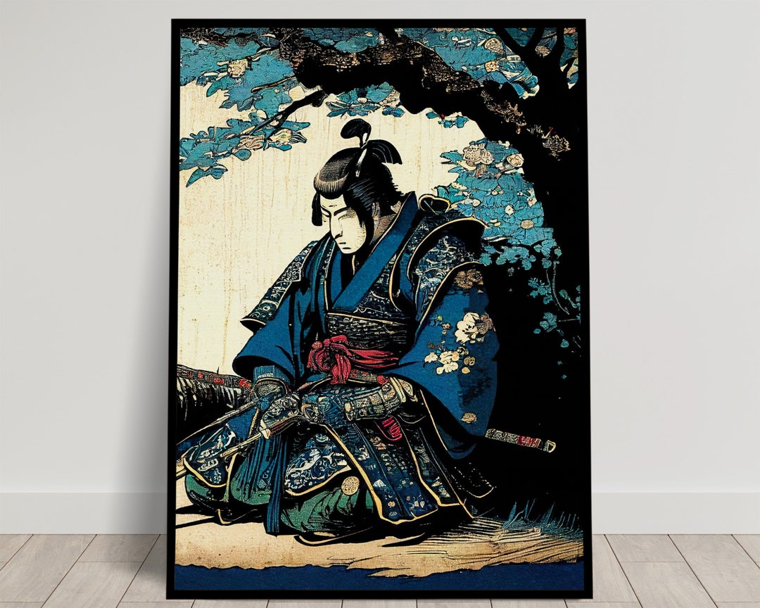 Samurai Wall Poster, Japanese Art Style Illustration, Ukiyo-e Wall ...