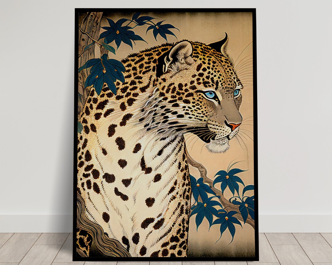 Leopard Wall Art, Japanese Art Style Illustration, Ukiyo-e Print Poster ...
