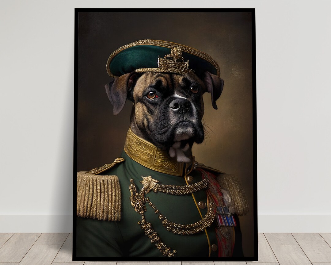 Portrait of a Boxer in Military Uniform, Wall Decoration Animals ...