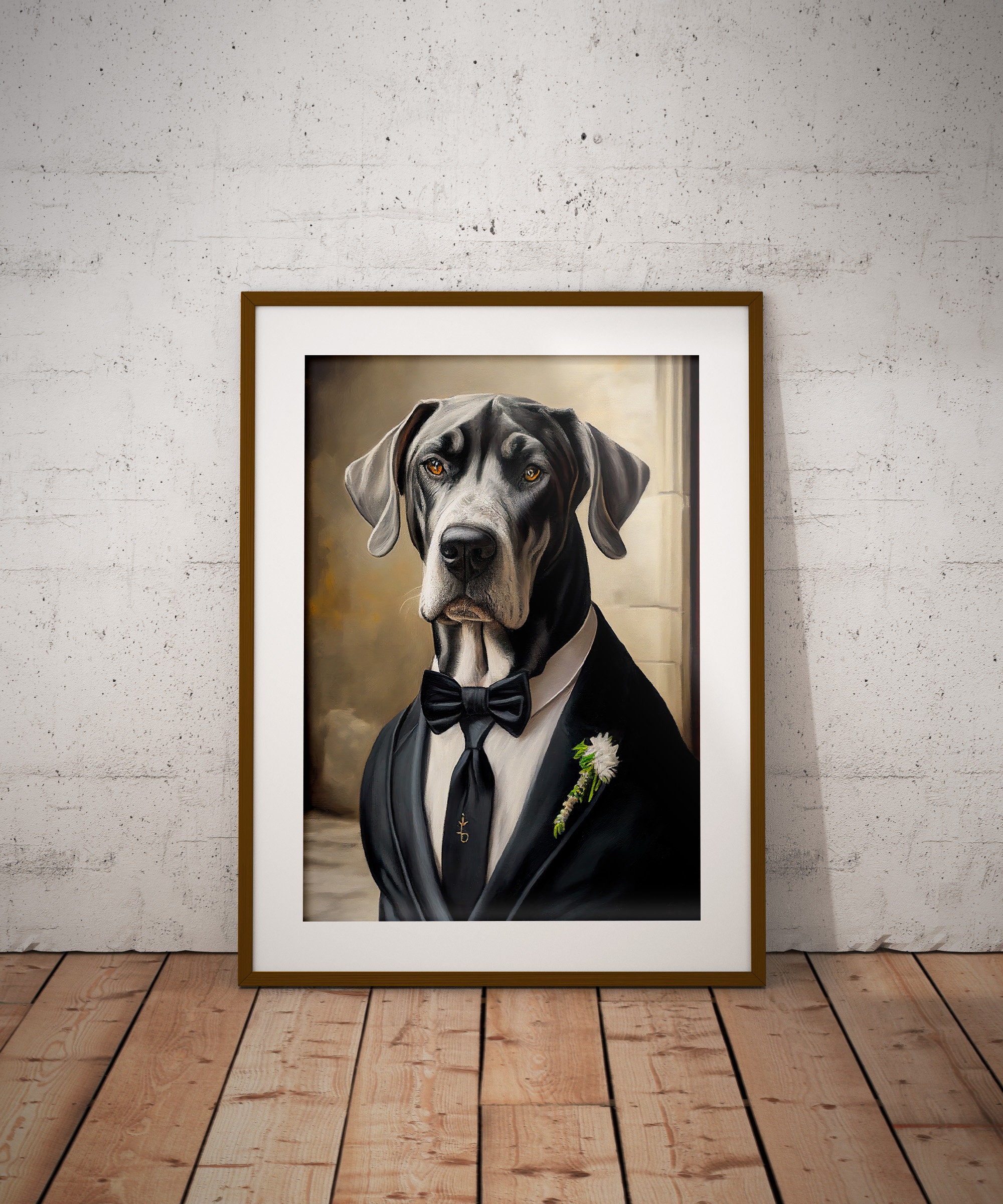 Portrait of a Great Dane in a Tuxedo, Animal Wall Decoration, Tuxedo ...