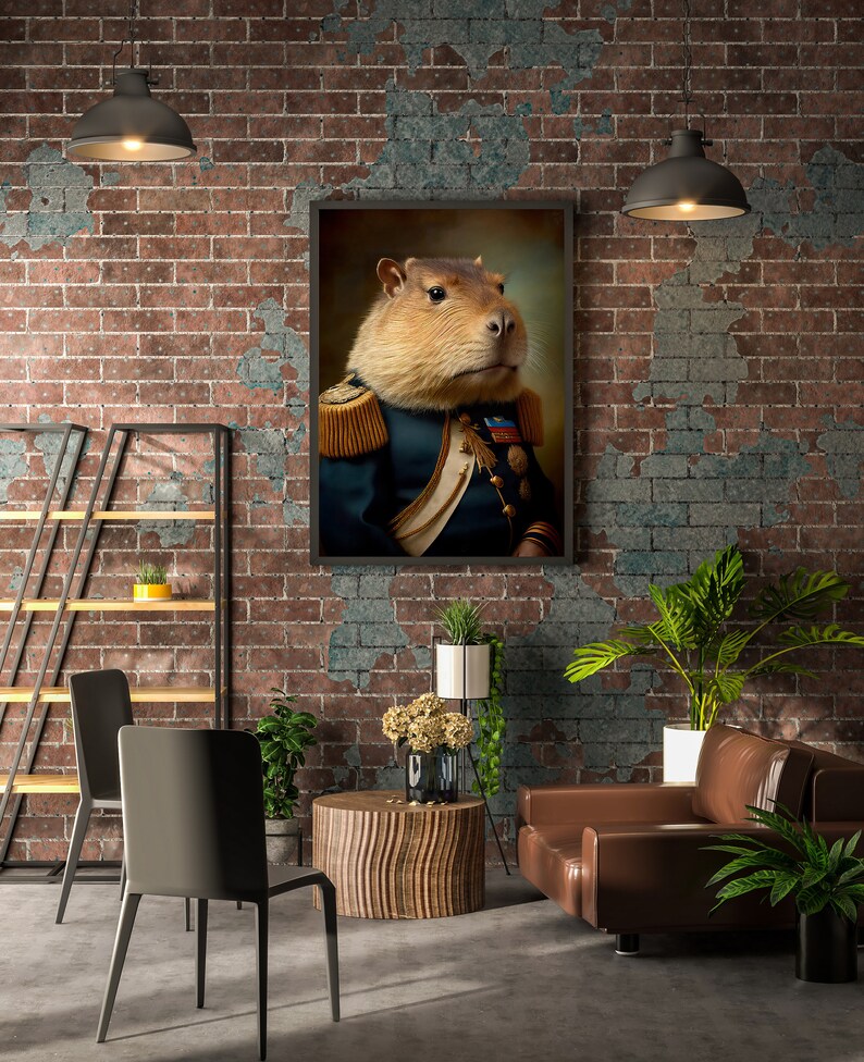 Poster Portrait of a Capybara in Military Uniform Wall - Etsy UK