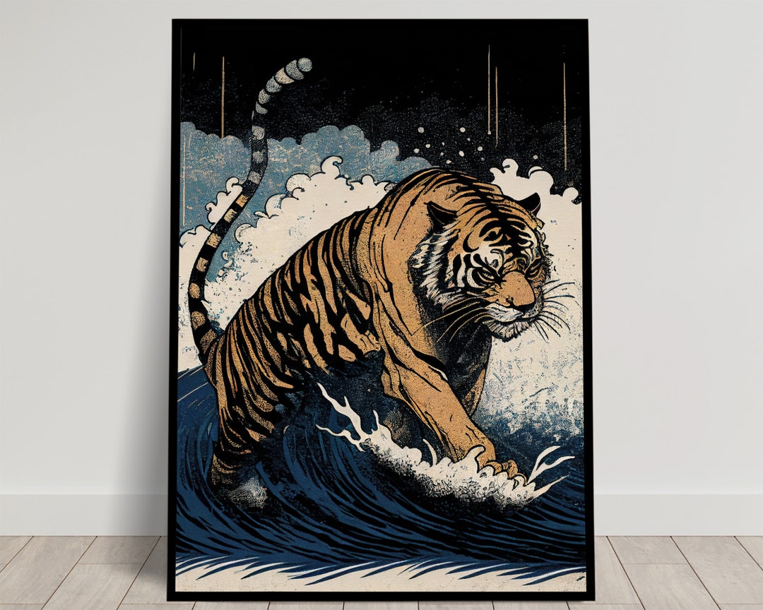Tiger Wall Poster, Japanese Art Style Illustration, Ukiyo-e Print ...