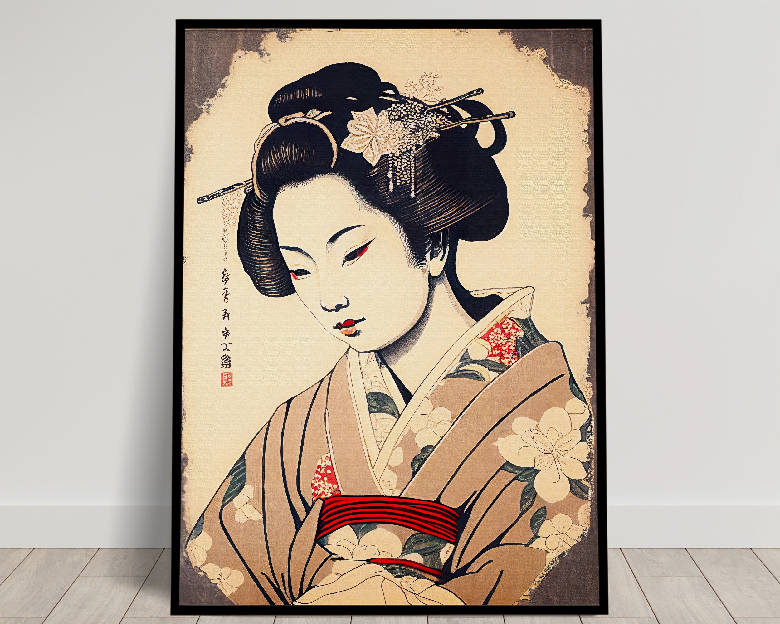 Geisha Wall Poster, Japanese Art Style Illustration, Geiko Wall Decor ...
