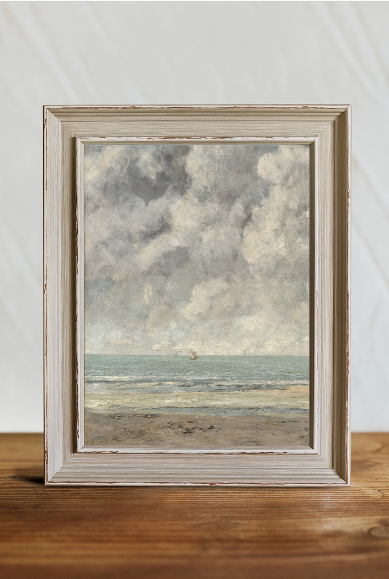 Printable Oil Paintings: Soft Coastal Landscape, Vintage Seascape Print ...