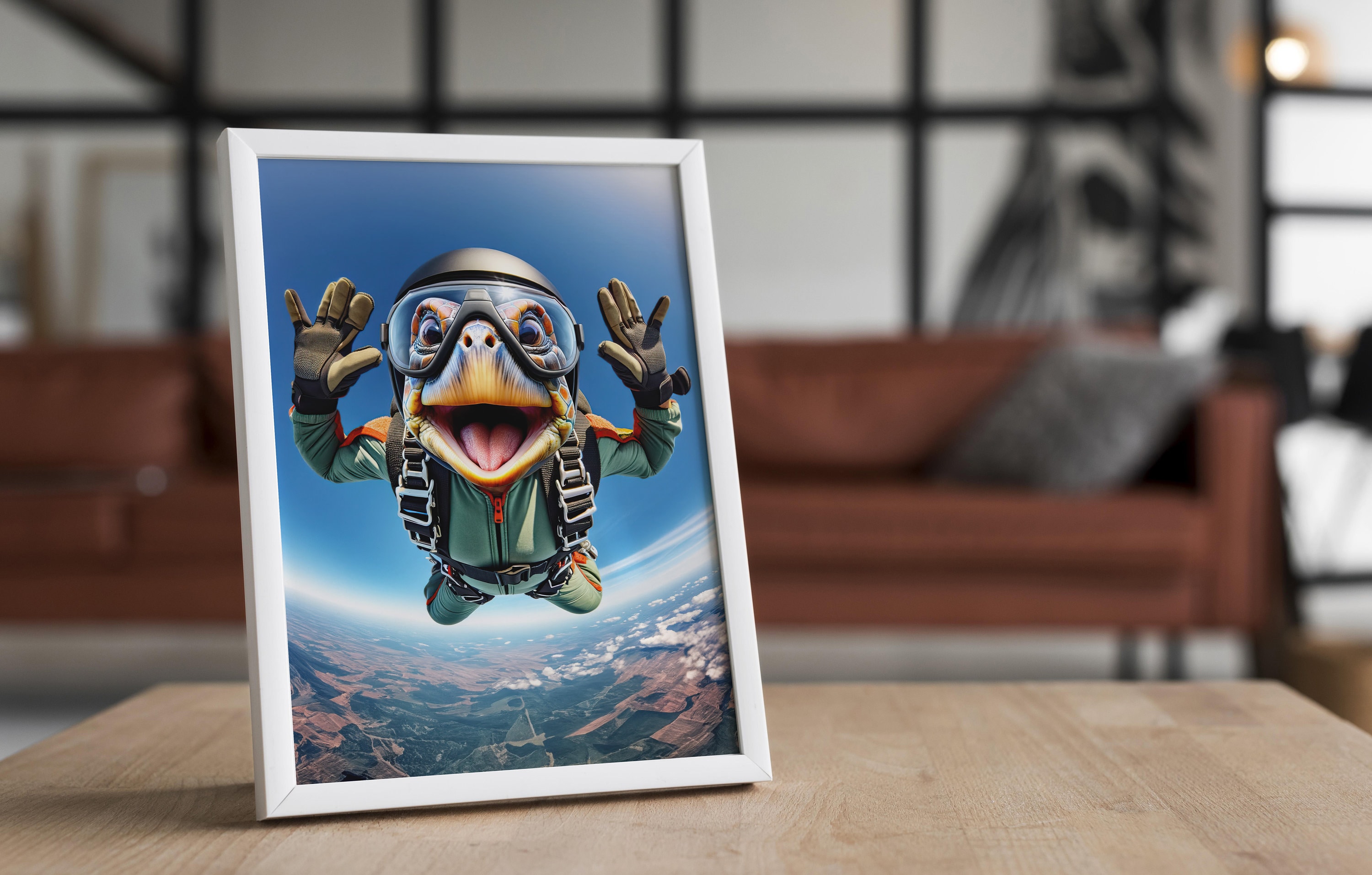 Photograph of a Skydiving Turtle in Free Fall, Epic Wall Art, Animal ...