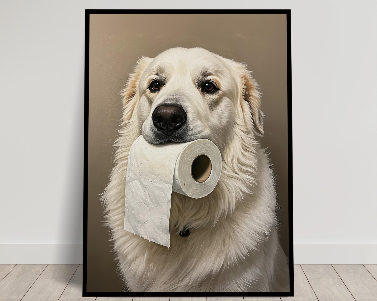 Great Pyrenees With Toilet Paper Roll in Mouth, Toilet Humor, Pyrenean ...