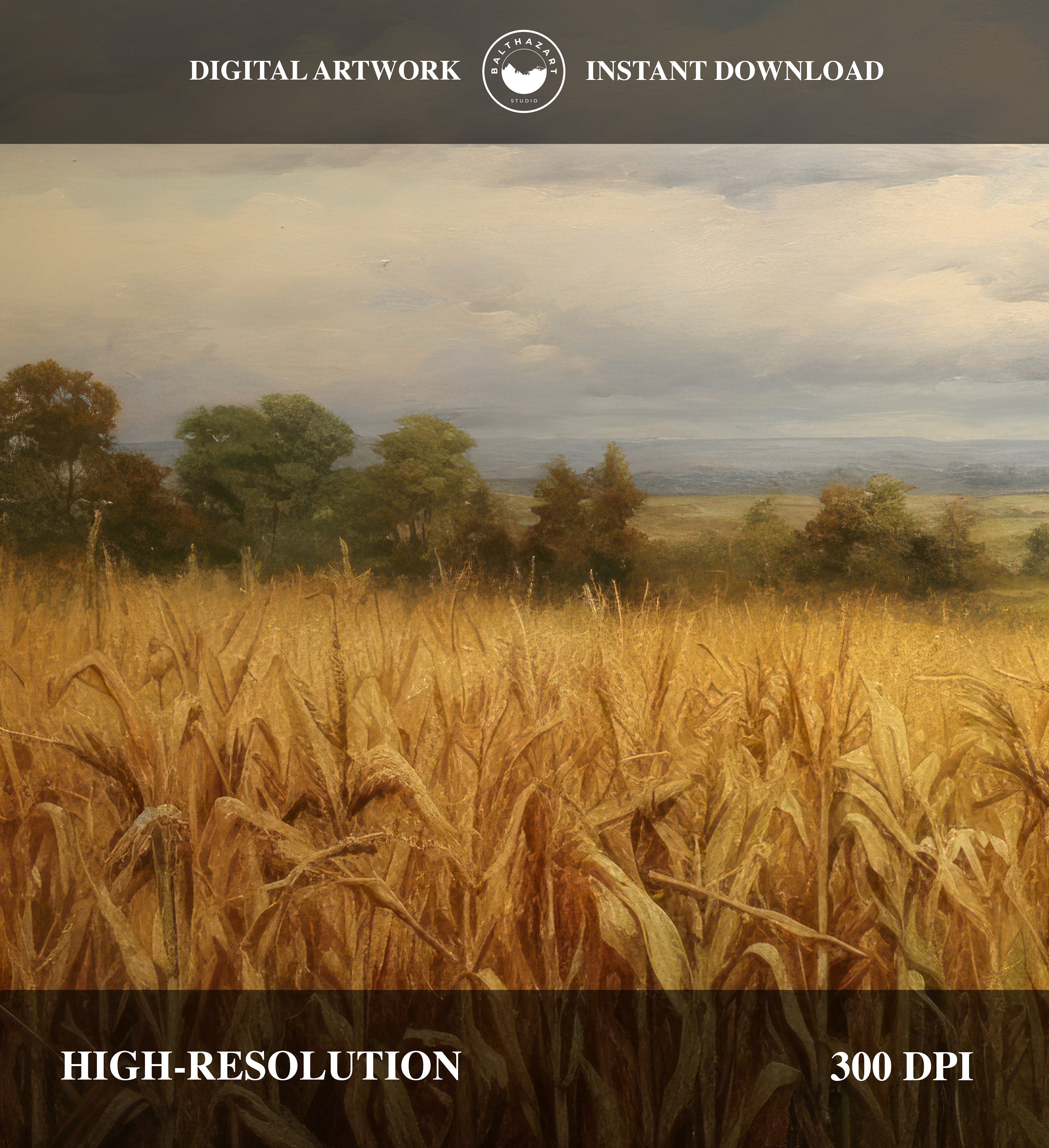 Trio of Printable Oil Paintings: Cornfield Landscape Vintage - Etsy