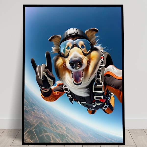 Photograph of a Skydiving Llama in Free Fall, Epic Wall Art, Animal ...