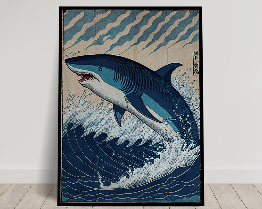 Shark Wall Poster, Japanese Art Art Illustration, Ukiyo-e Print Poster ...