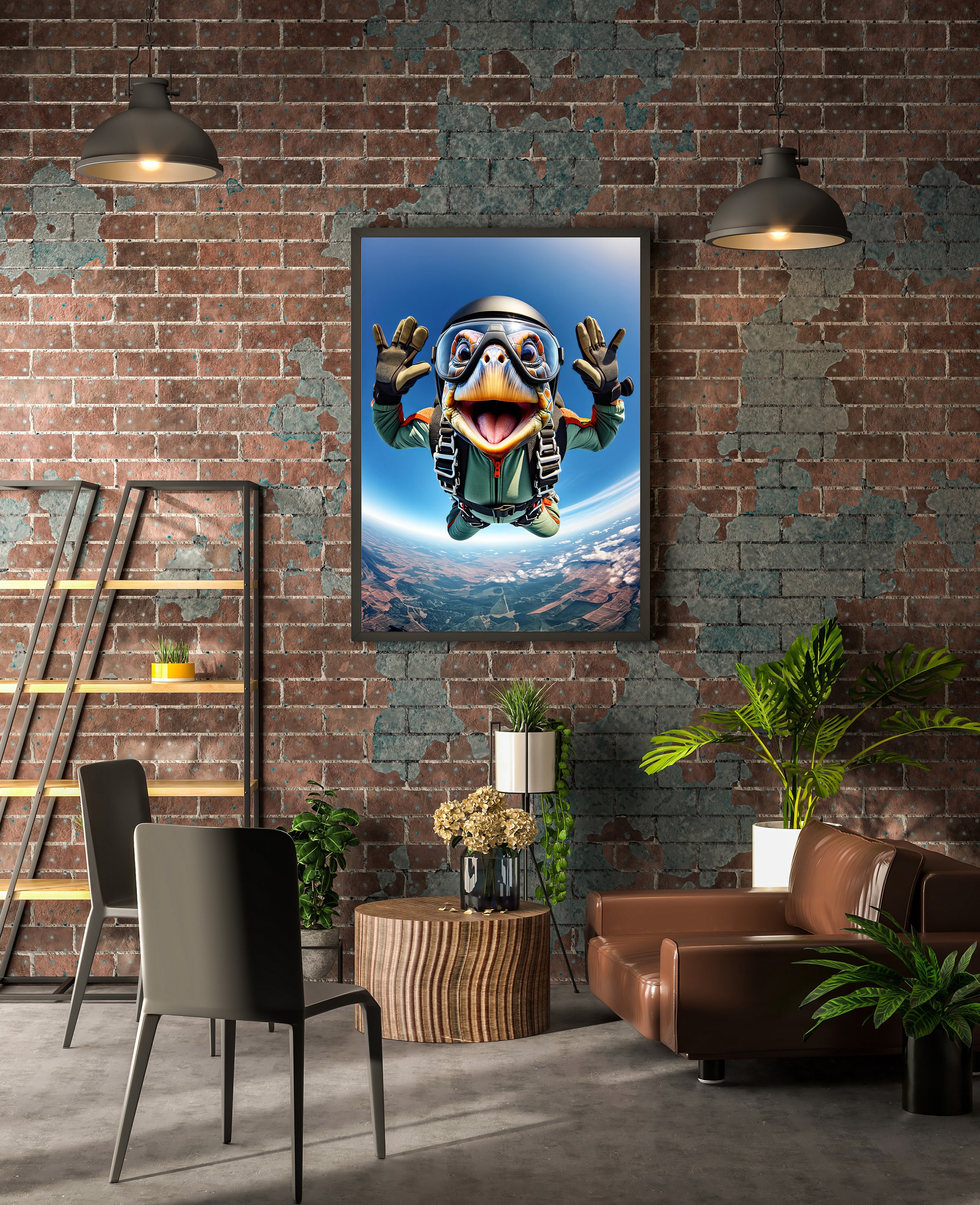 Photograph of a Skydiving Turtle in Free Fall, Epic Wall Art, Animal ...