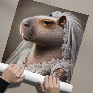 Portrait of a Capybara Wearing a Wedding Dress, Animal Wall Decor ...