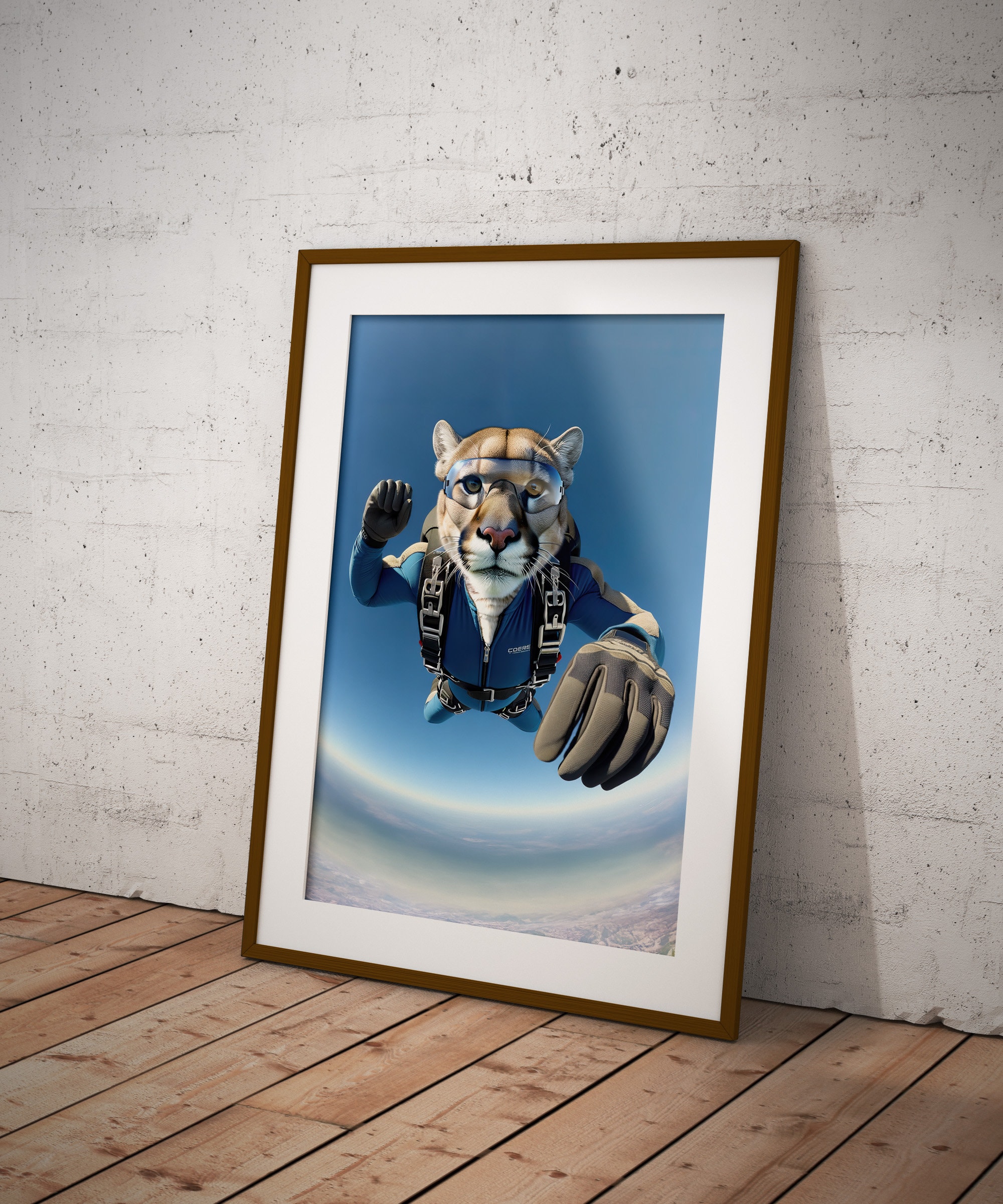 Photograph of a Skydiving Puma in Free Fall, Epic Wall Art, Animal ...