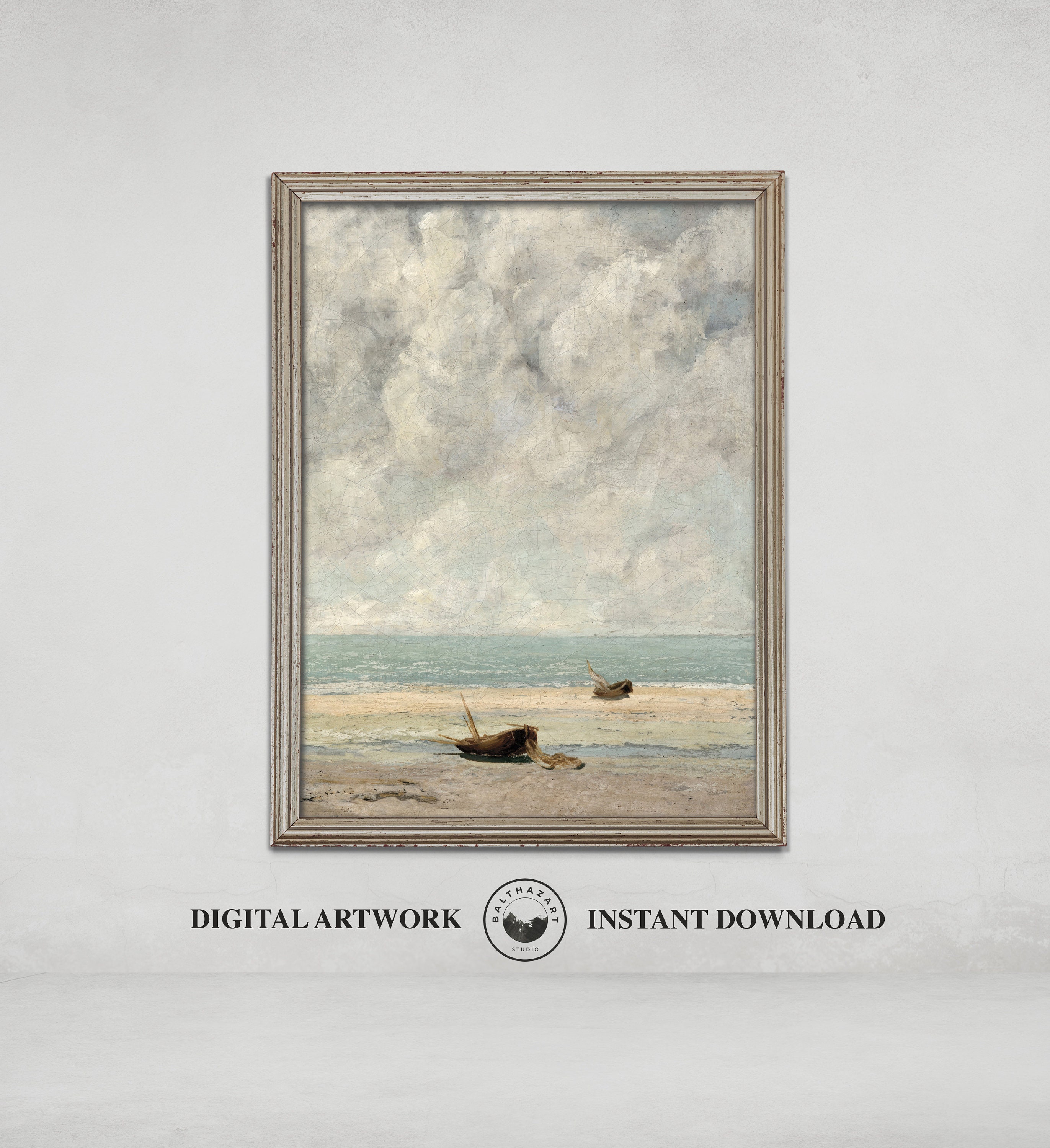 Printable Oil Paintings: Soft Coastal Landscape, Vintage Seascape Print ...