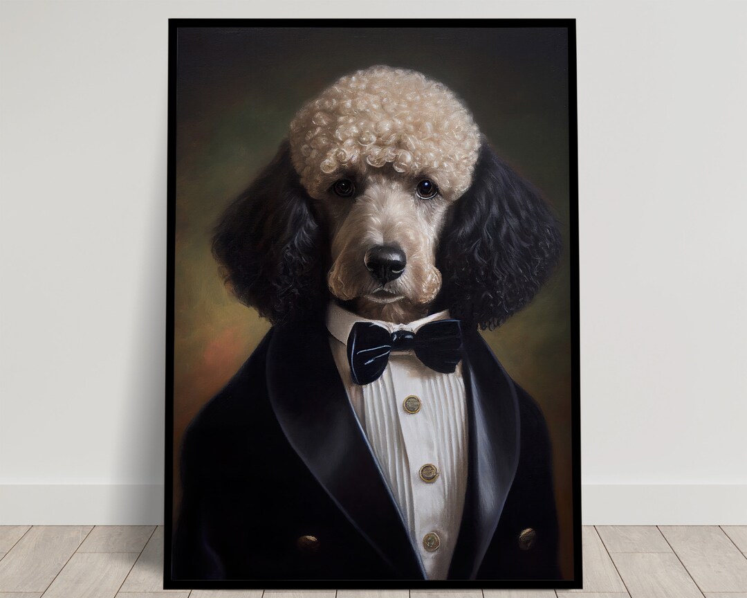 Portrait of a Poodle in a Tuxedo, Wall Print of a Poodle in Tuxedo ...