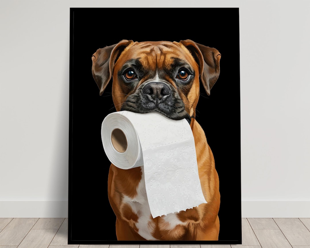 Boxer With Toilet Paper Roll in Mouth, Toilet Humor, Boxer Gifts ...