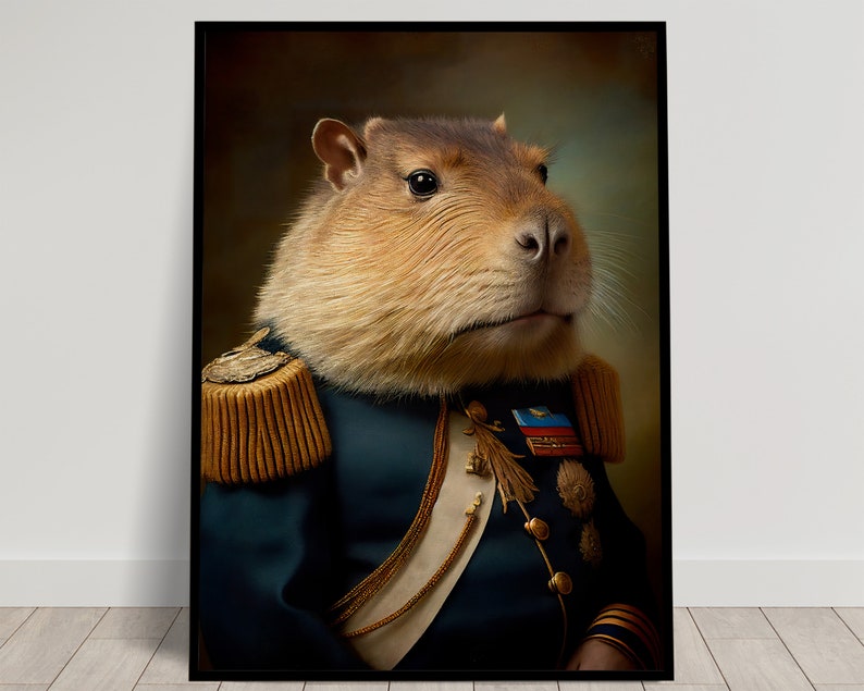 Portrait of a Capybara in Military Uniform Capybara Print - Etsy