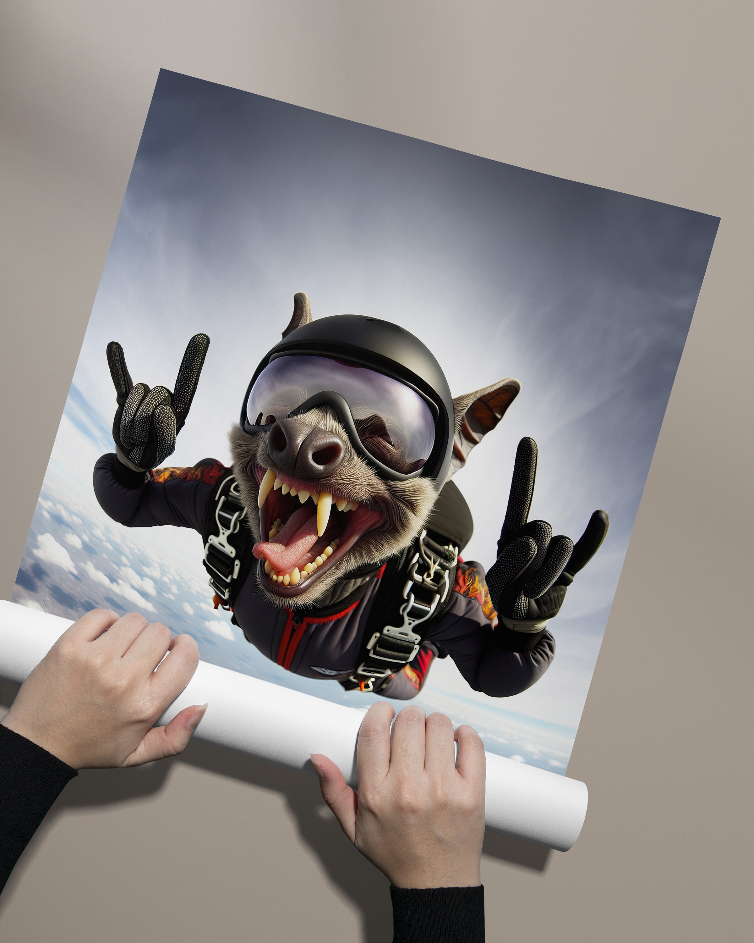 Photograph of a Skydiving Bat in Free Fall, Epic Wall Art, Animal Print ...