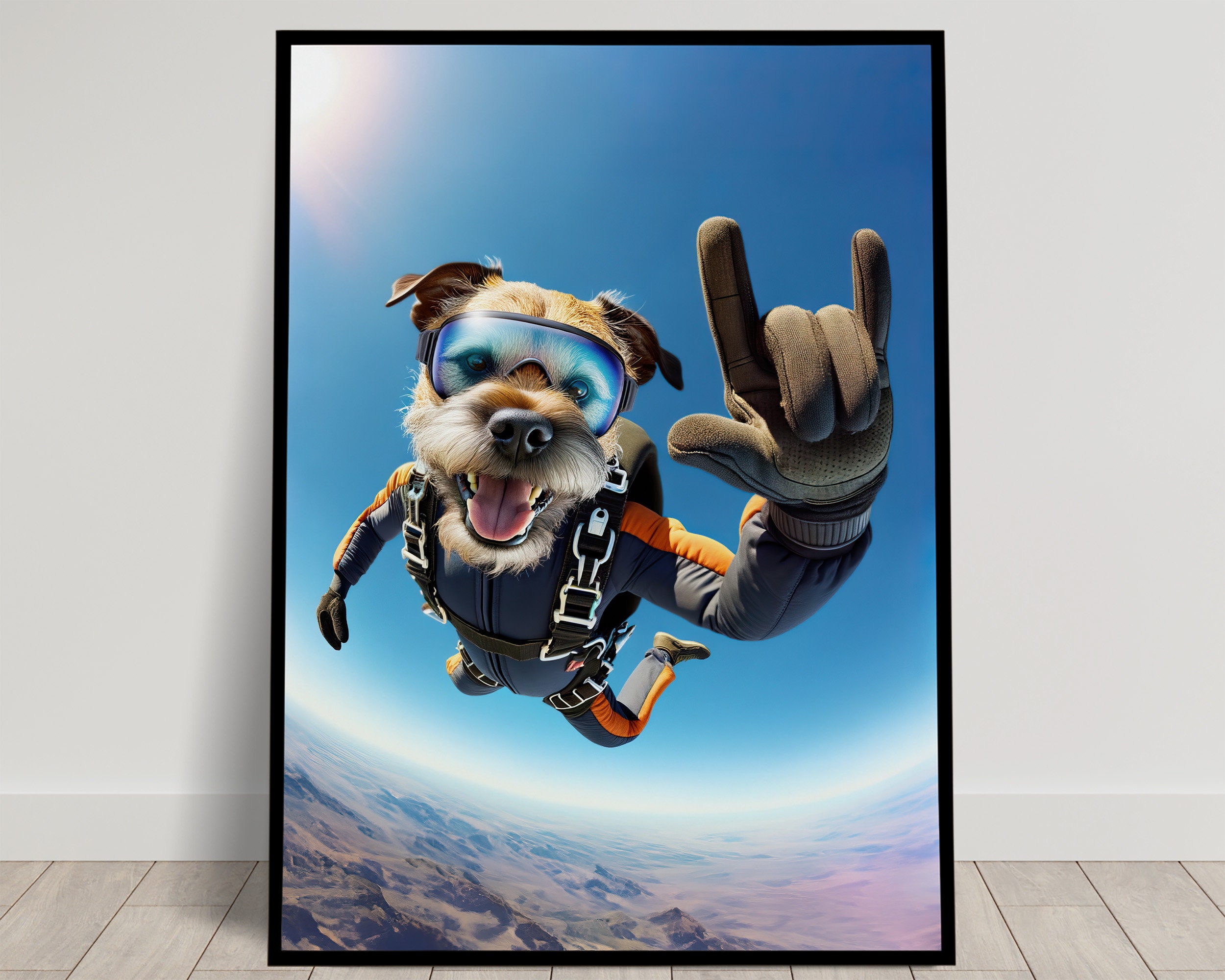 Photograph of a Skydiving Border Terrier, Epic Wall Art, Animal Print ...