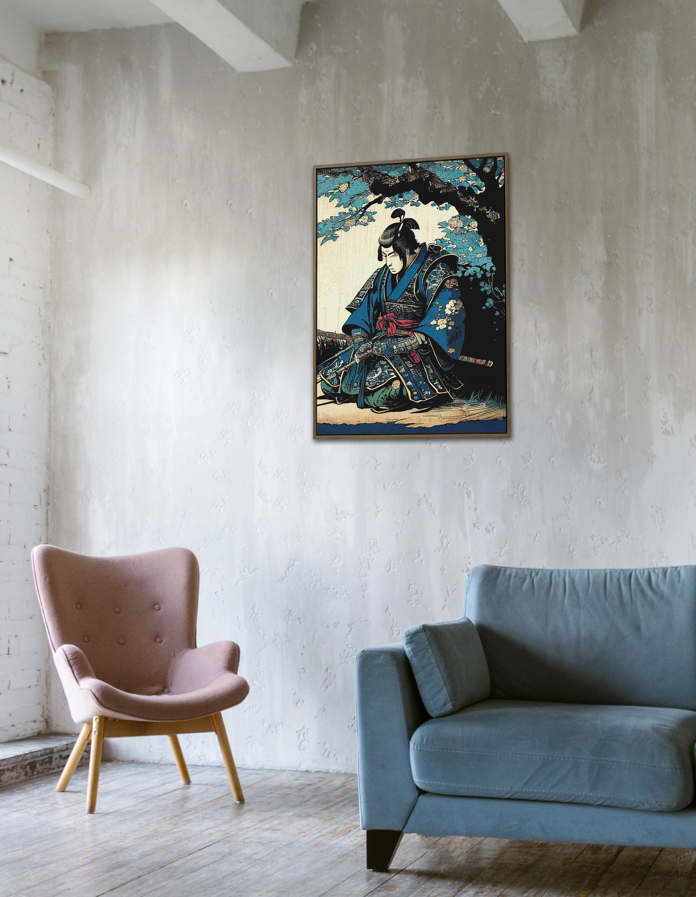 Samurai Wall Poster, Japanese Art Style Illustration, Ukiyo-e Wall ...