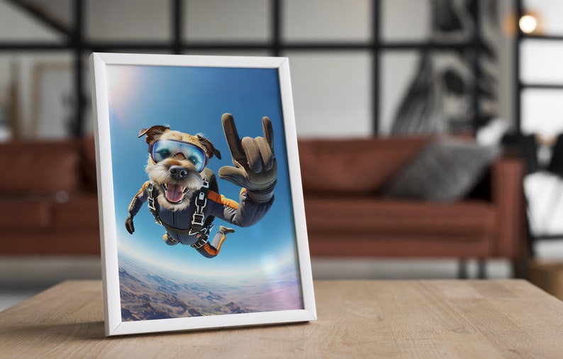 Photograph of a Skydiving Border Terrier, Epic Wall Art, Animal Print ...