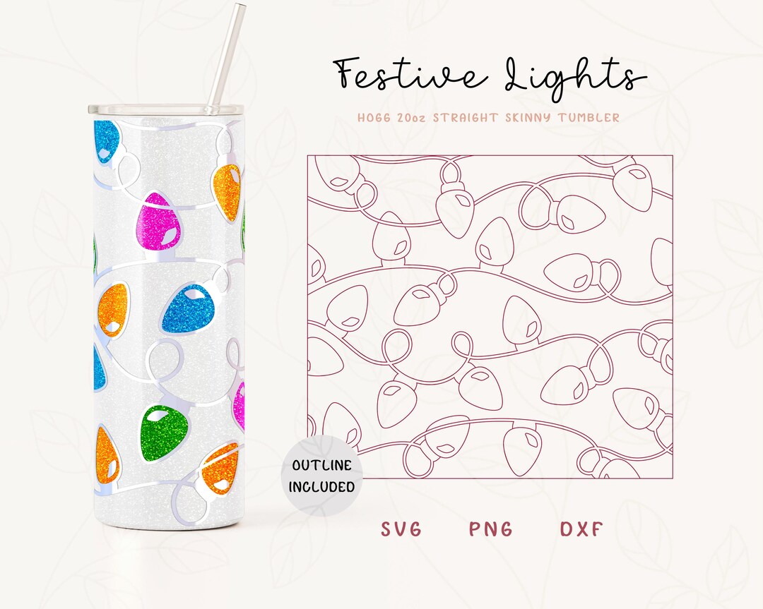 Christmas Lights Burst Tumbler Template SVG, DXF for Hogg 20oz Straight ...