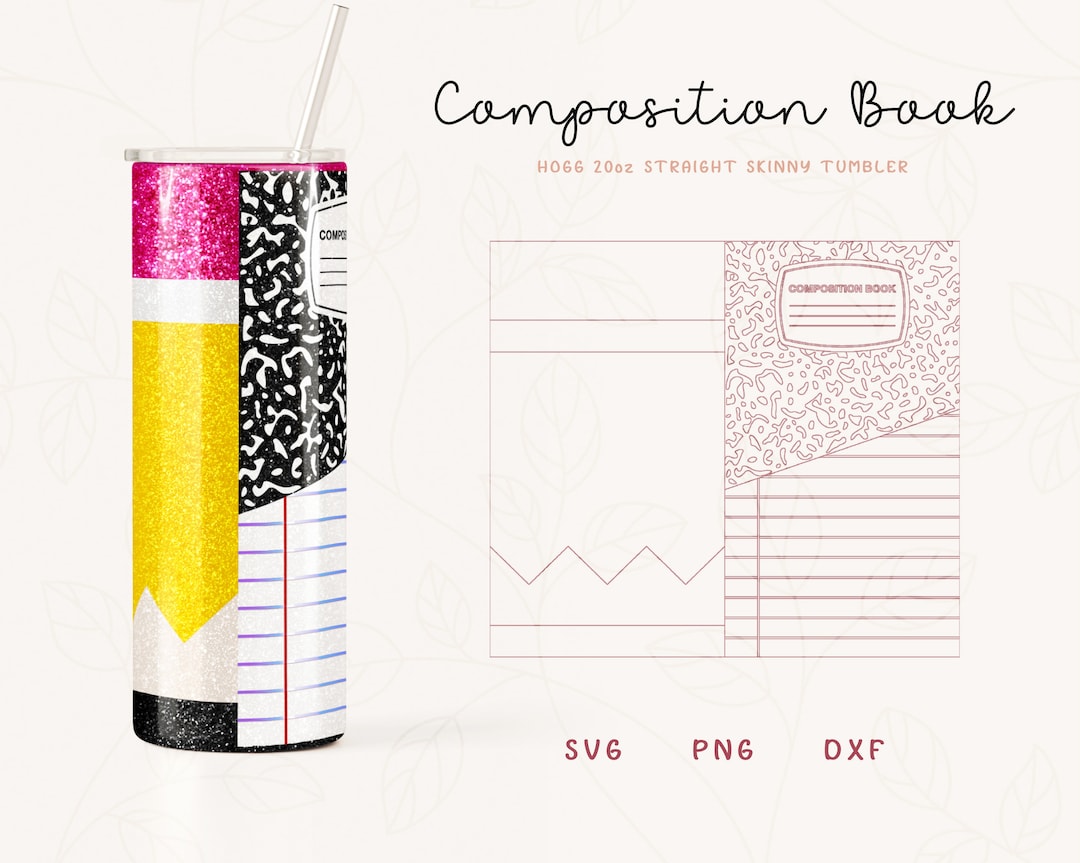 Composition Book Split Tumbler Template SVG for Hogg 20oz Straight ...