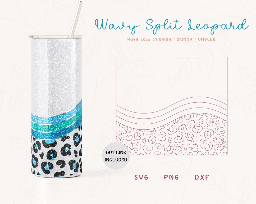 Leopard Wavy Split Tumbler Template SVG for Hogg 20oz Straight Skinny ...