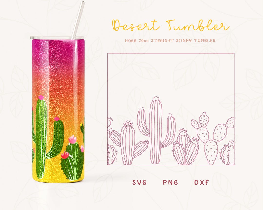 Cactus Burst Tumbler Template SVG for Hogg 20oz Straight Skinny Tumbler ...