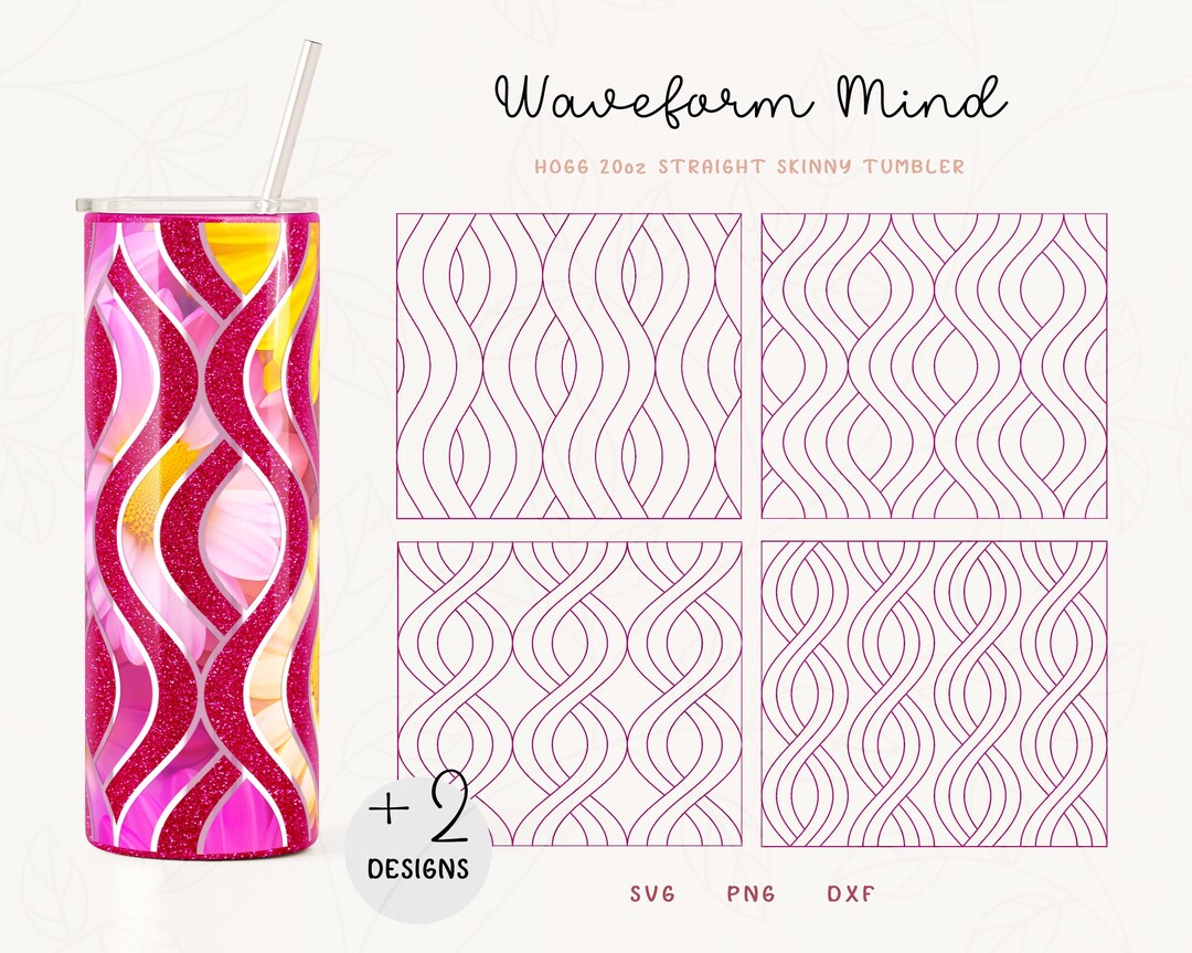 6-design Wave Collection | Wavy Split Tumbler Template SVG, DXF for ...