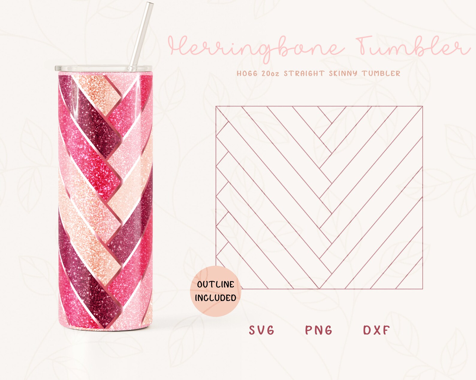 V Split Herringbone Tumbler Template SVG DXF for Hogg 20oz - Etsy