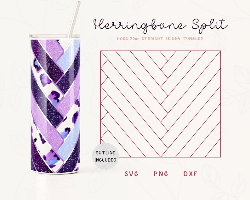 V Split Herringbone Tumbler Template SVG, DXF for Hogg 20oz Straight ...