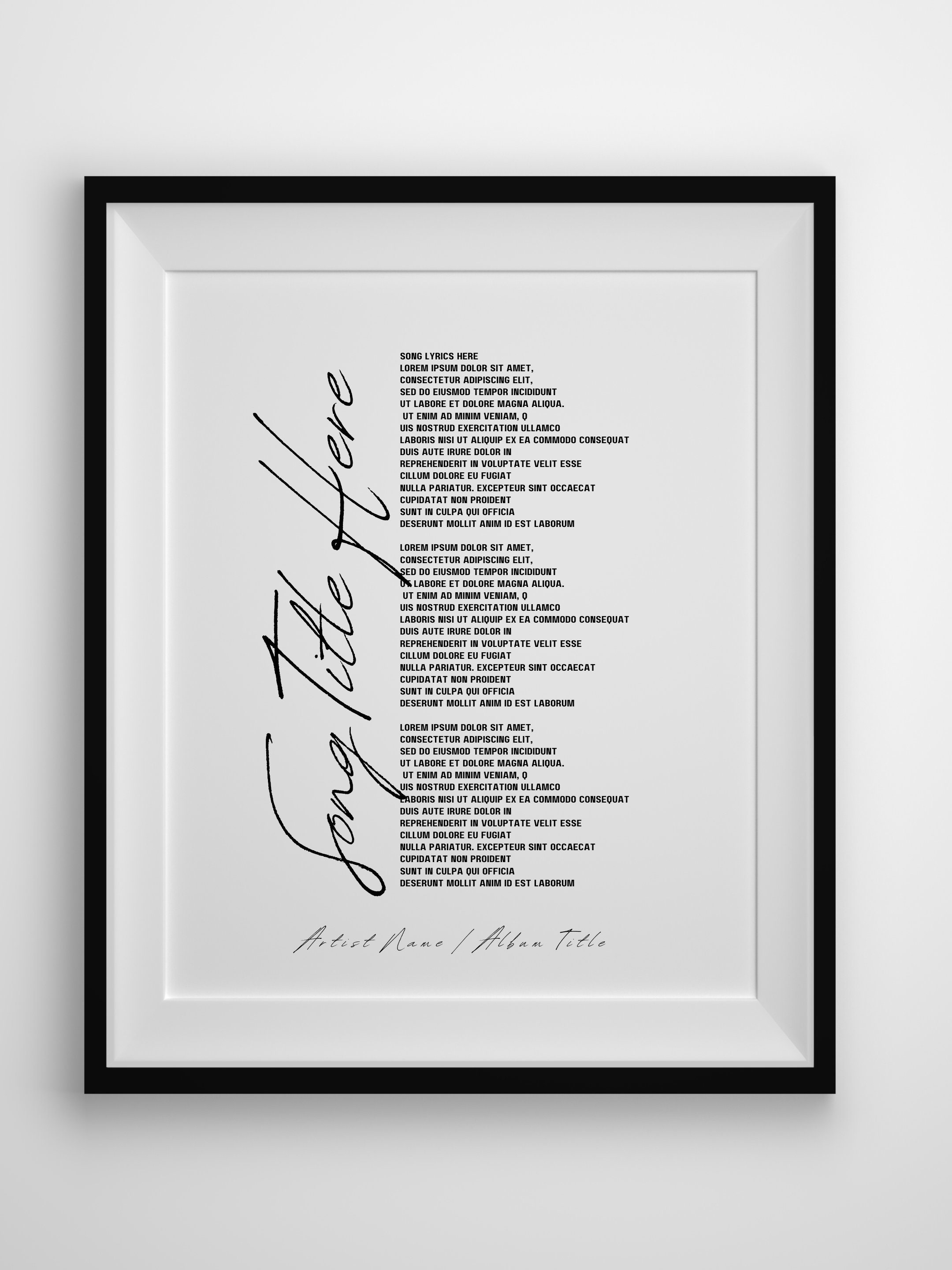 Custom Song Lyrics Print, Song Lyric Wall Art, Personalized Wedding ...