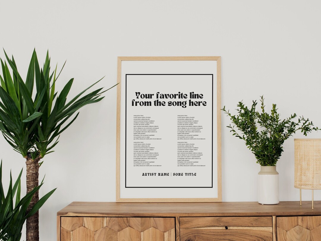 Custom Song Lyrics Print, Song Lyric Wall Art, Personalized Wedding ...