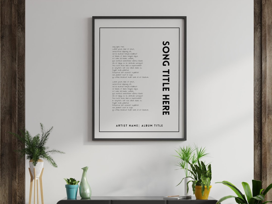 Custom Song Lyrics Print | Song Lyric Wall Art | Framed or Unframed - Etsy