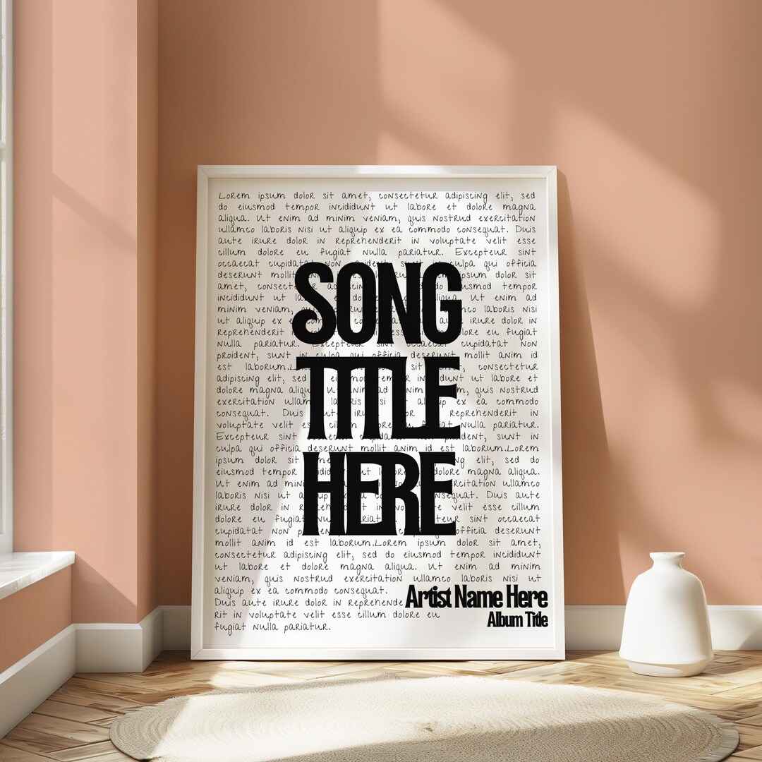 Custom Song Lyrics Print, Song Lyric Wall Art, Personalized Wedding ...